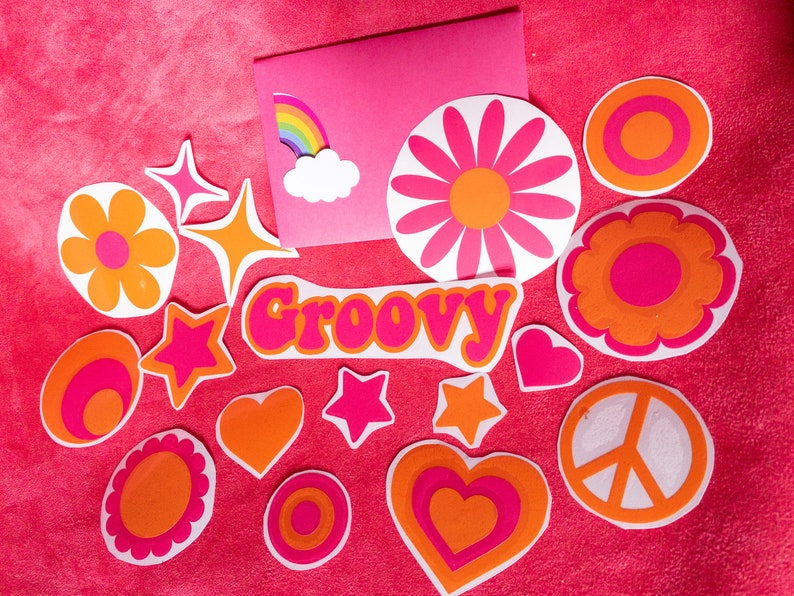 Vinyl Decal Sticker Set 1960's Style Groovy Hippie | Etsy