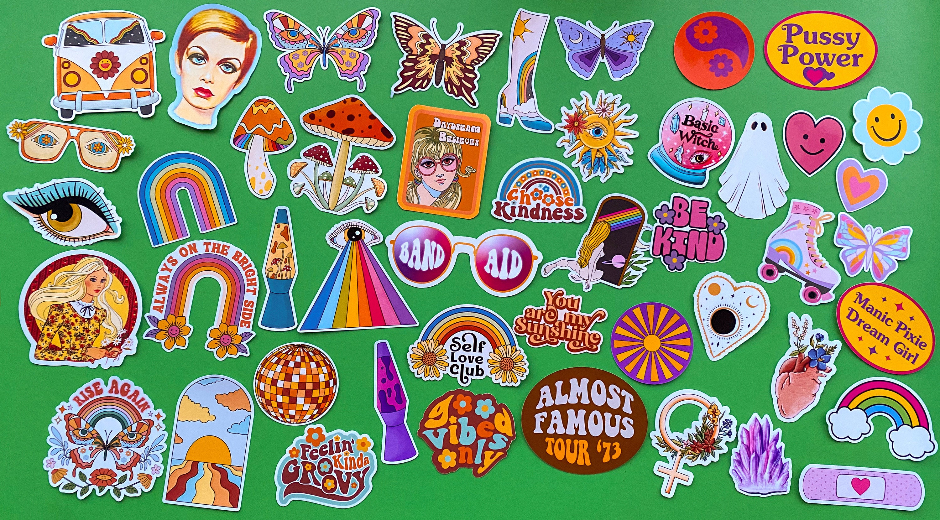 Groovy Retro Rainbow Illustration Sticker | Glossy Sticker Laptop ...