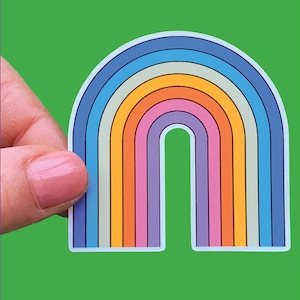 Groovy Retro Rainbow Illustration Sticker | Glossy Sticker Laptop ...