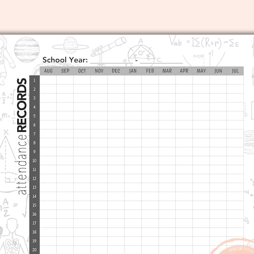 INSTANT DOWNLOAD Homeschool Attendance Sheet - Etsy