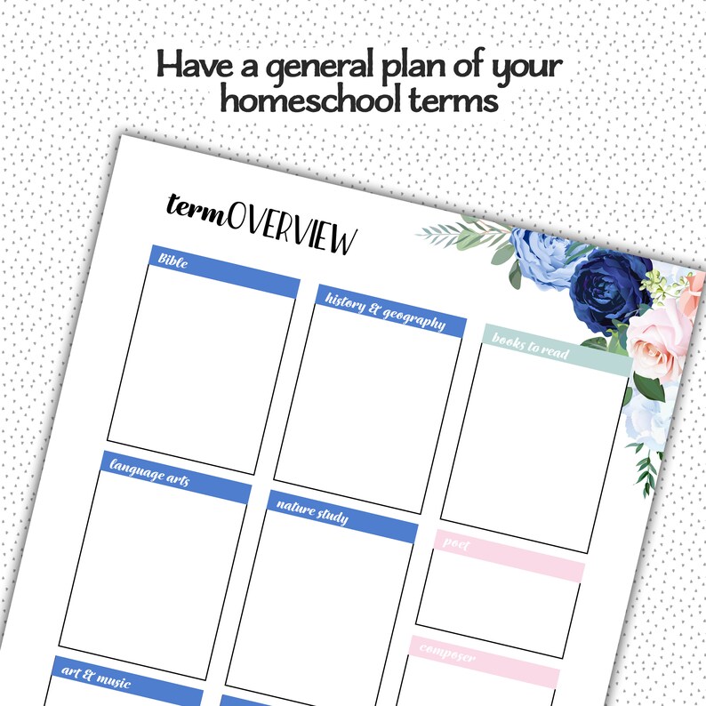Homeschool Term Overview, Digital Planner Page, Homeschool, Instant ...