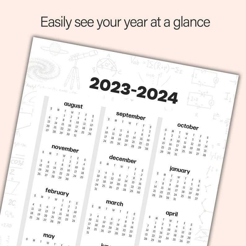 2023-2024 School Year Calendar, Digital Planner Page, Homeschool ...