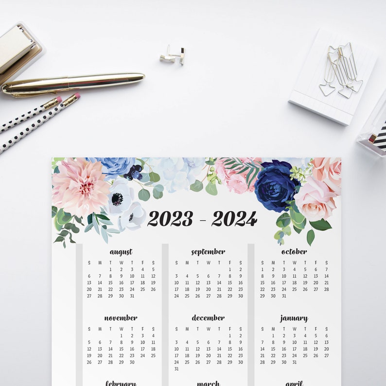 2023-2024 School Year Calendar, Digital Planner Page, Homeschool ...