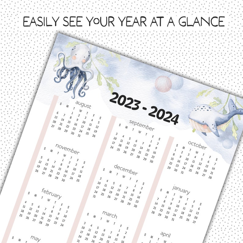 2023-2024 School Year Calendar, Digital Planner Page, Homeschool ...