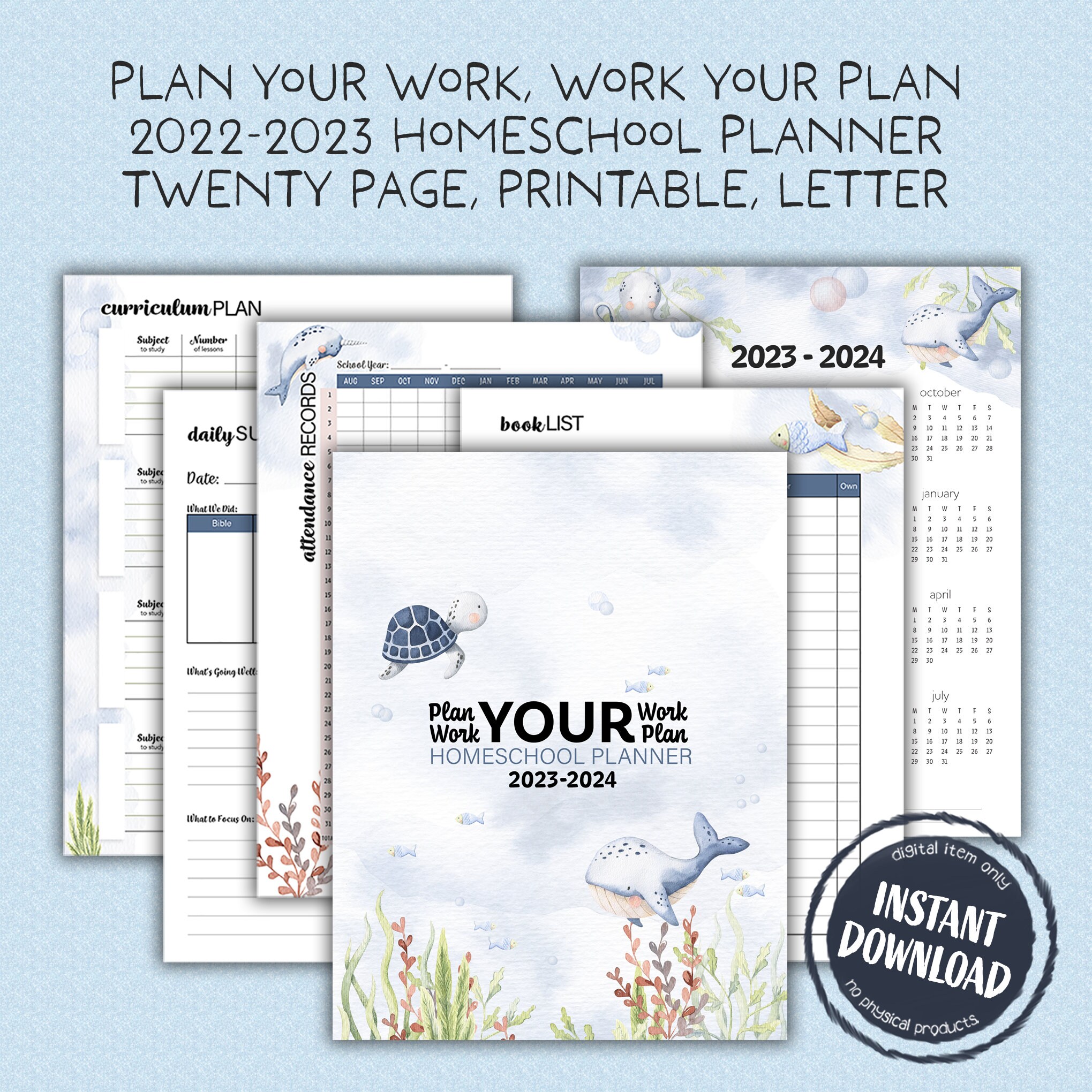 Plan Your Work, Work Your Plan 2023-2024 Homeschool Planner, Digital ...