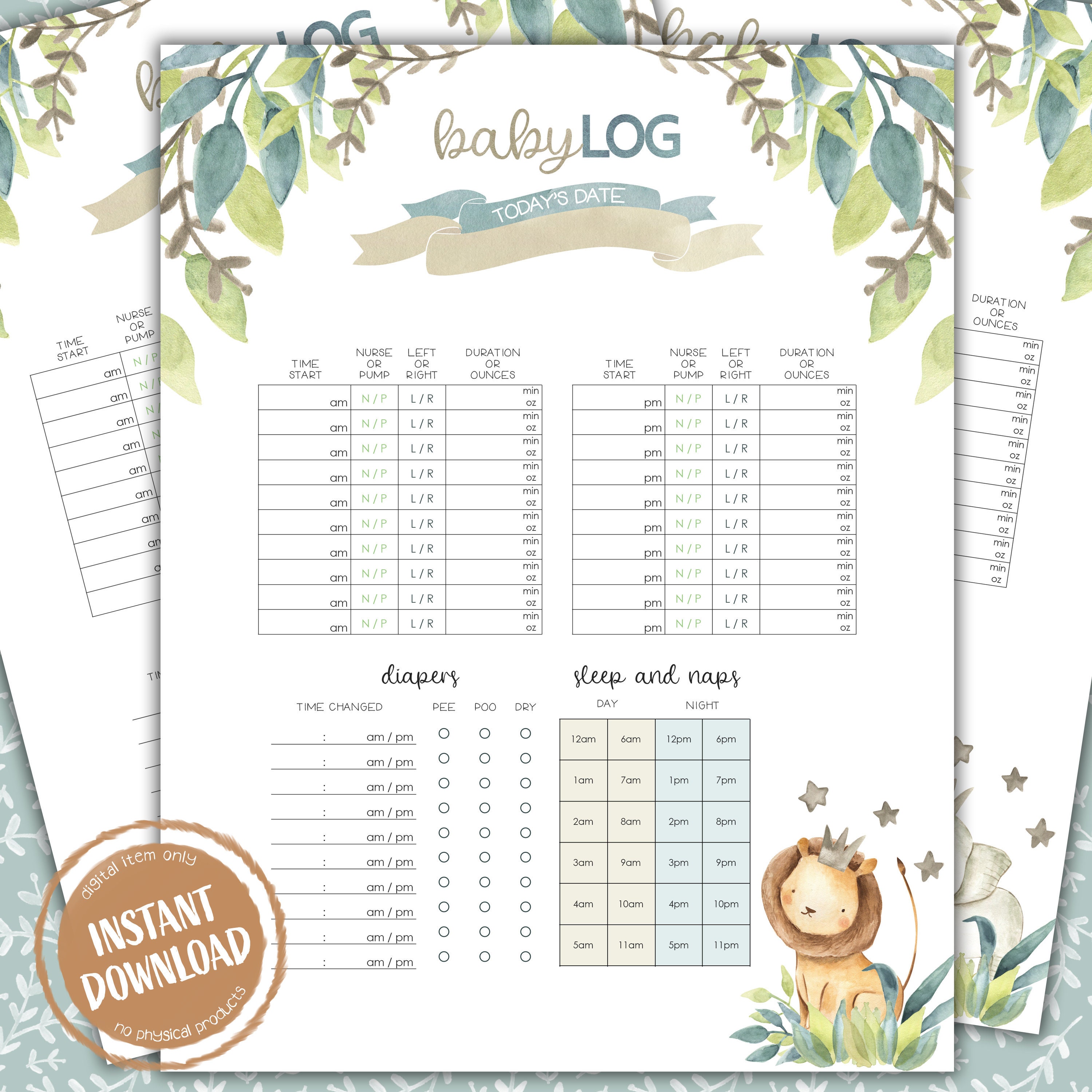 baby-care-log-newborn-care-tracker-nursing-tracker-diaper-etsy