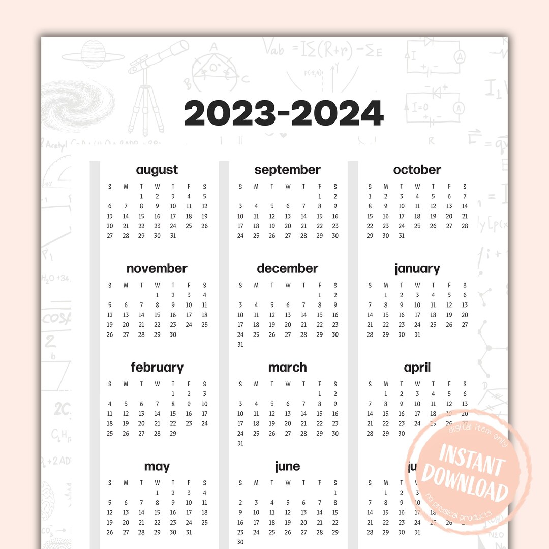 2023-2024 School Year Calendar Digital Planner Page - Etsy Canada