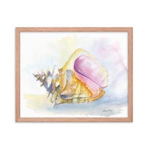 Conch Shell Print, Watercolor Shell Painting, Colorful Seashell Wall ...