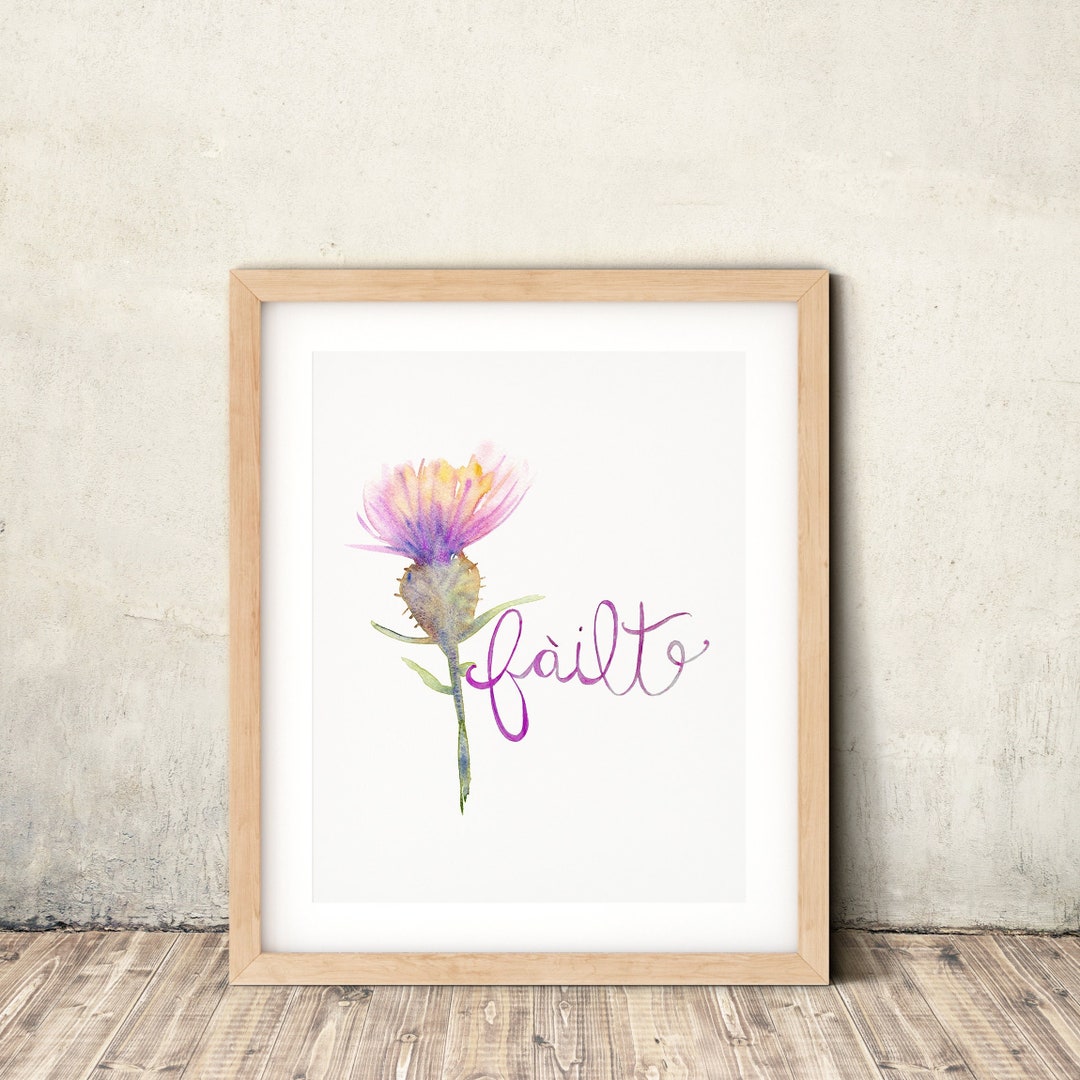 Thistle Art Print, Scottish Thistle Watercolor Painting, Failte is ...