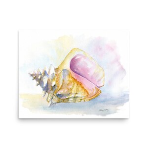 Conch Shell Print, Watercolor Shell Painting, Colorful Seashell Wall ...