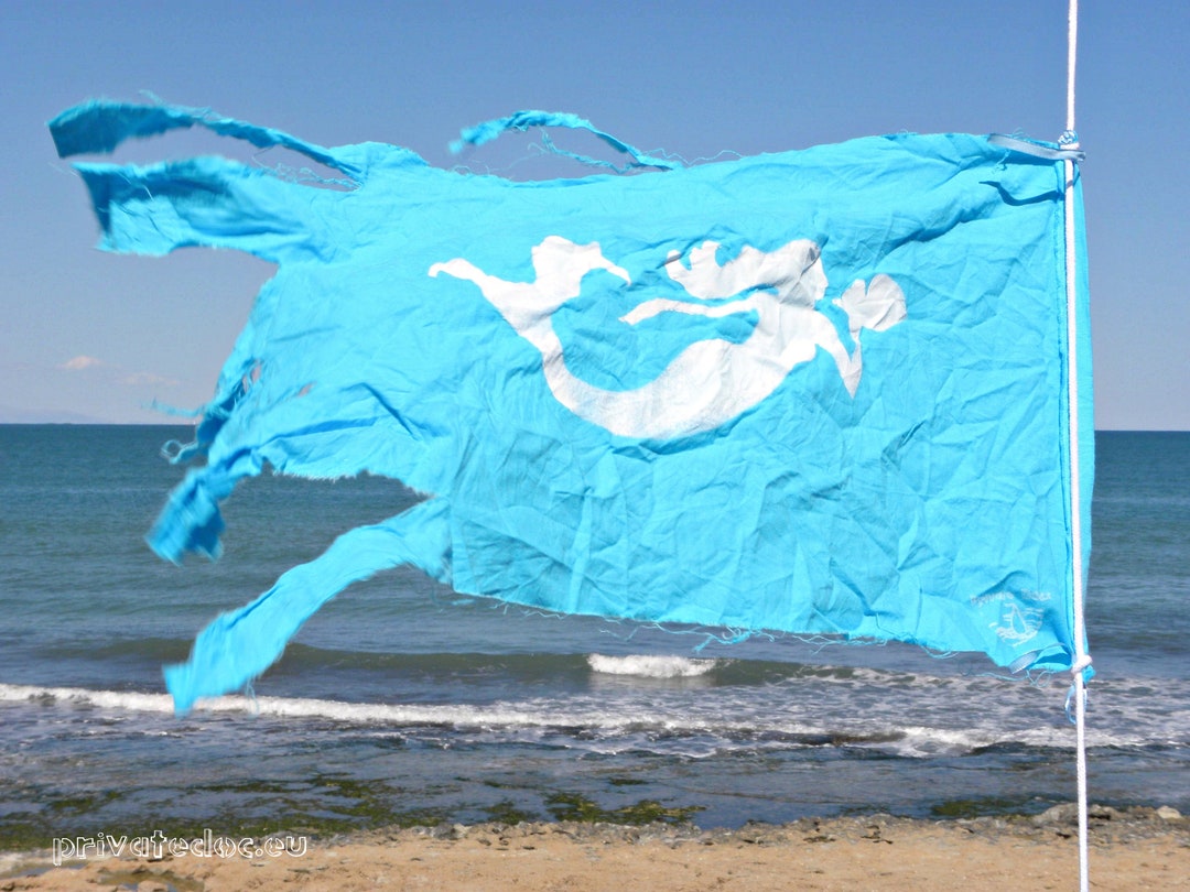 Mermaid Flag - Beach Art, Home or Beach and Garden Decor. Coastal ...