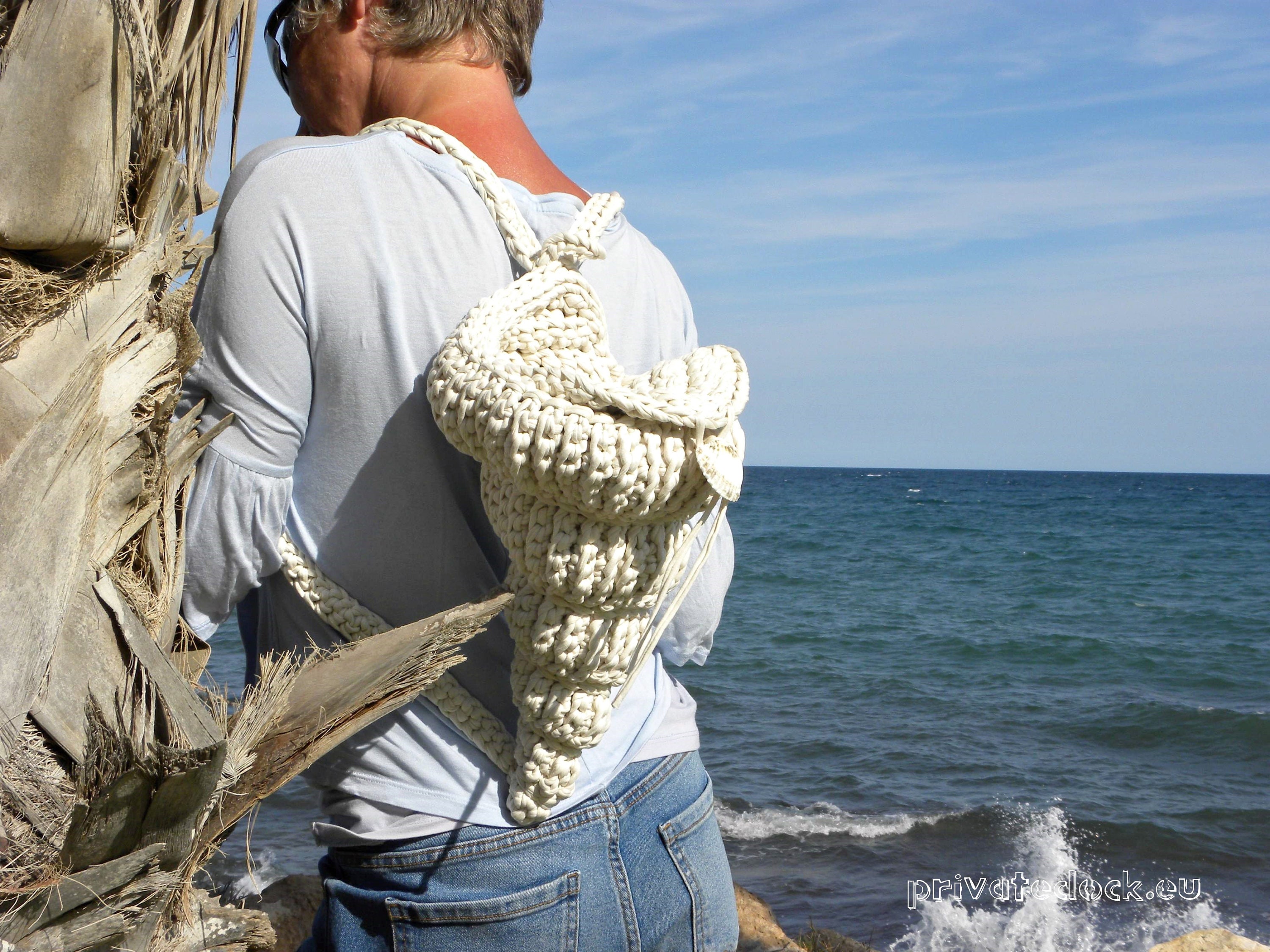 Backpack Shell Basket Crochet, Boho Backpack, Eco Friendly, Natural T ...