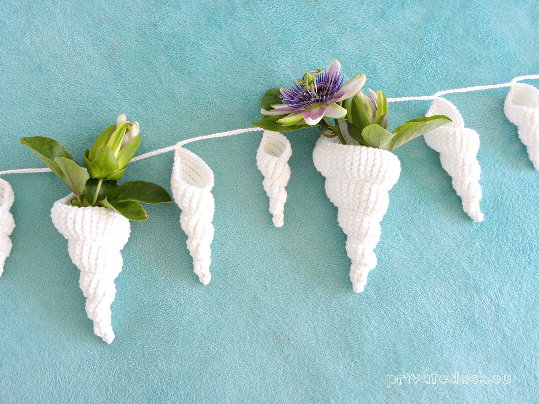 Shells Garland, Coastal Garland, Crochet Garland, Eco Friendly Decor ...