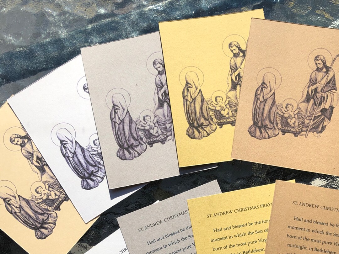 Mini Christmas Prayer Cards / Card Stuffers Christmas Scene Flat Cards ...