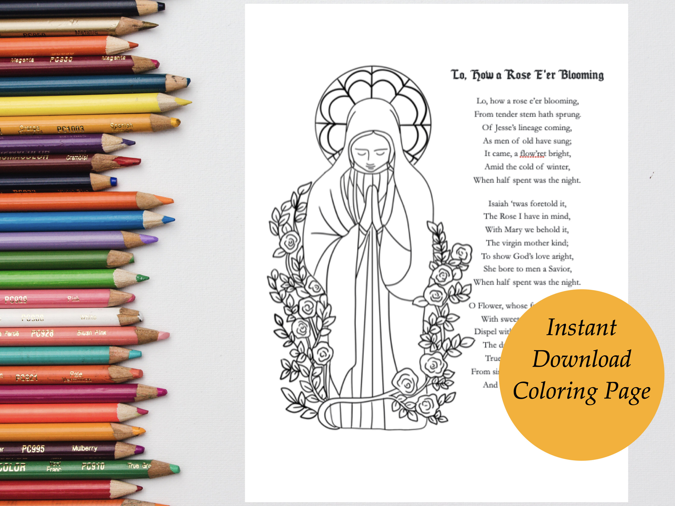 Marian Coloring Page Instant Download - Etsy