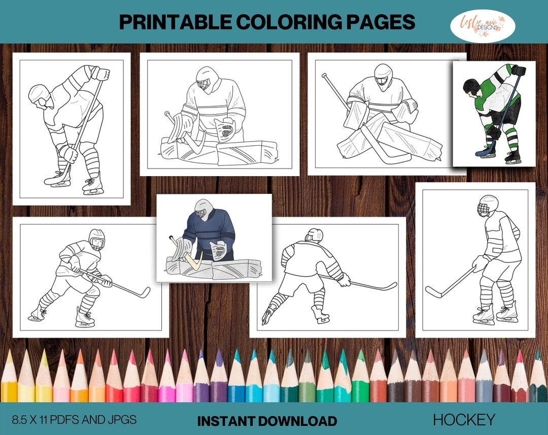 Hockey Player Easy Printable Coloring Pages Instant Digital Download ...
