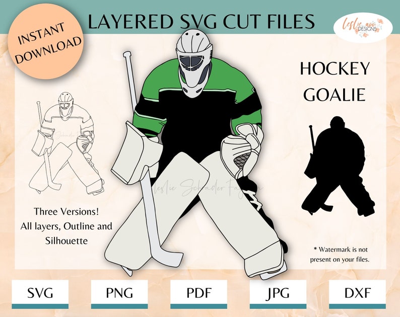 Ice Hockey Goalie Layered SVG Cut File for Cutting Machines, Hockey ...