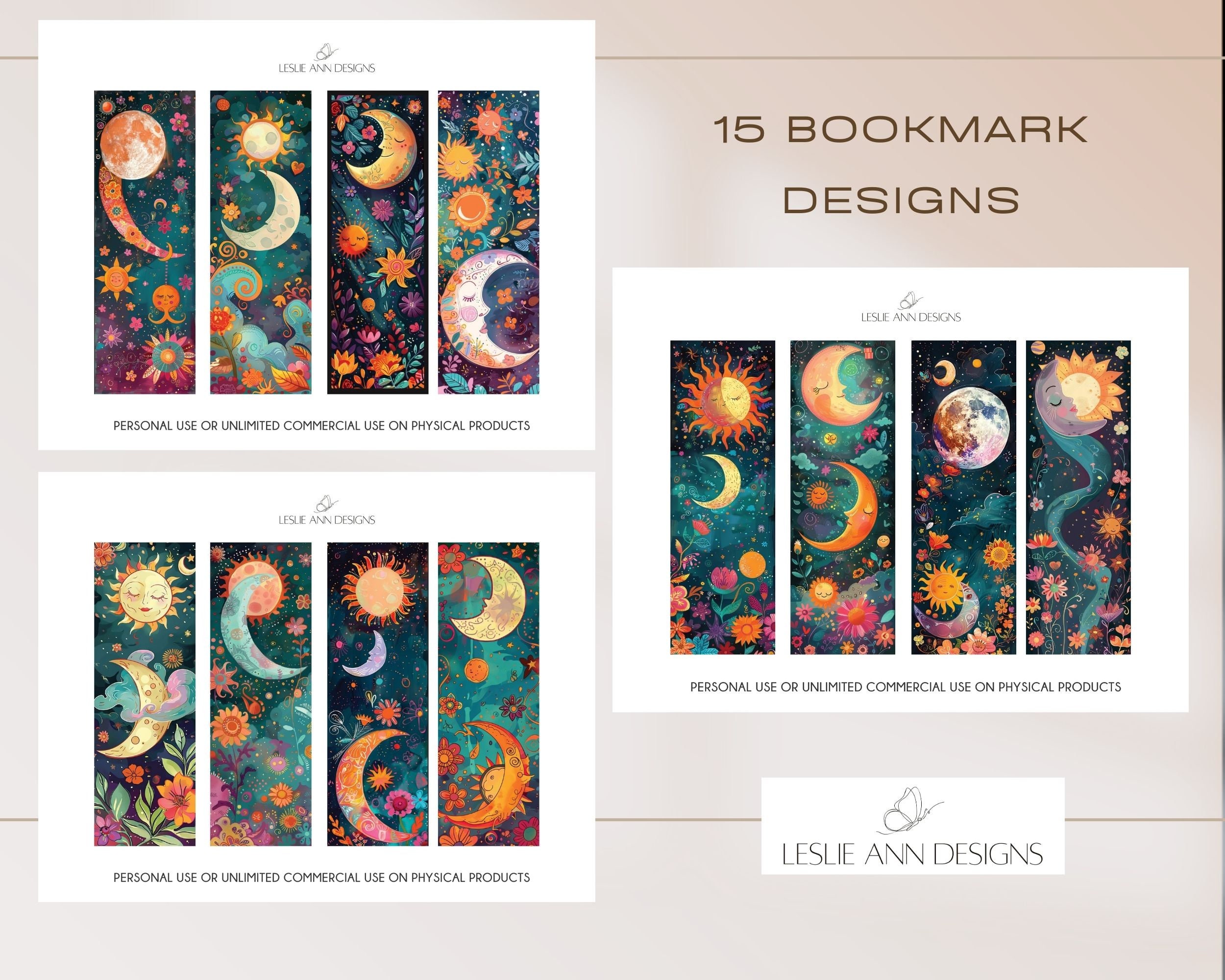 Cute Whimsical Celestial Printable Bookmarks, 15 Quirky, Cute Bookmark ...