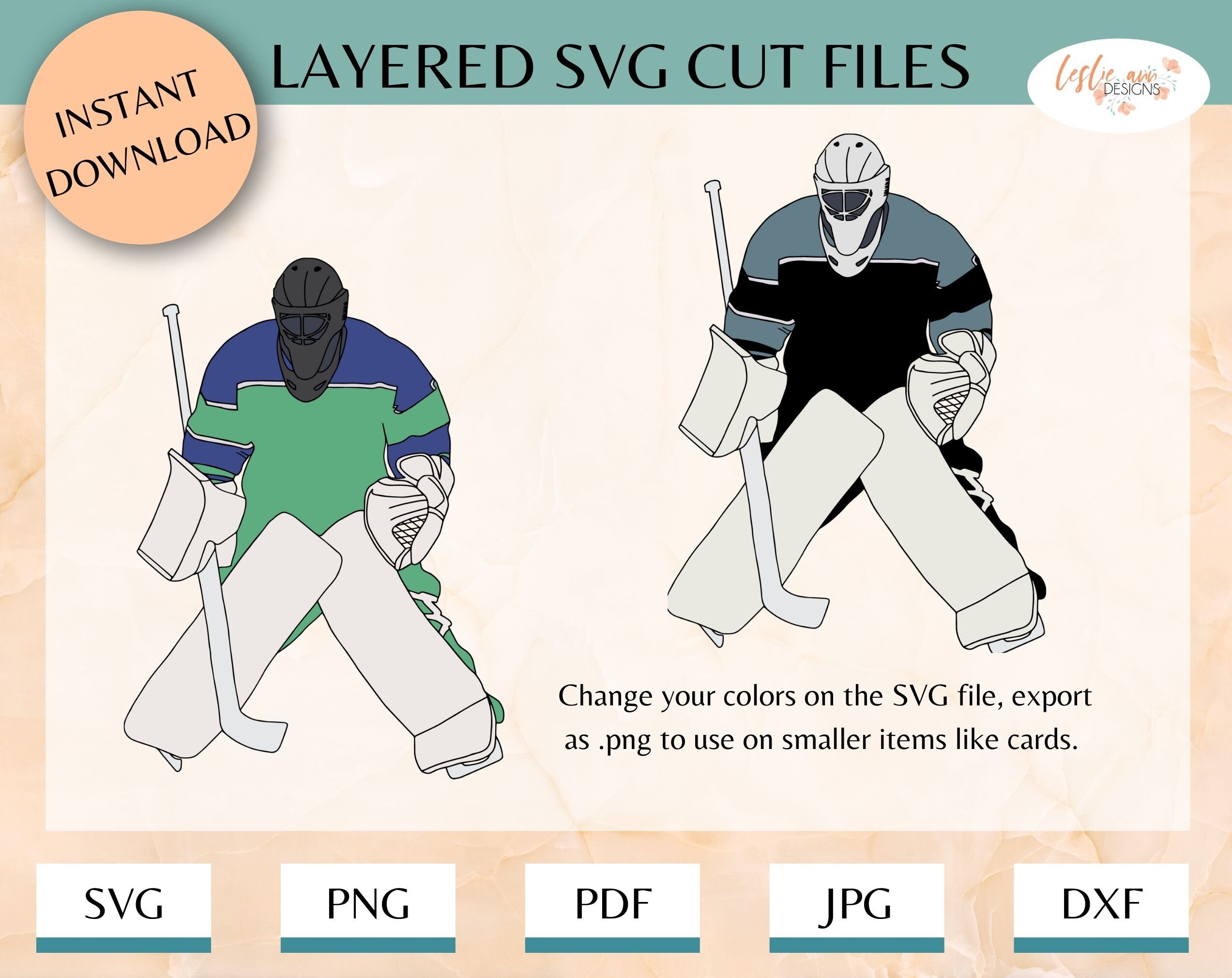 Ice Hockey Goalie Layered SVG Cut File for Cutting Machines, Hockey ...