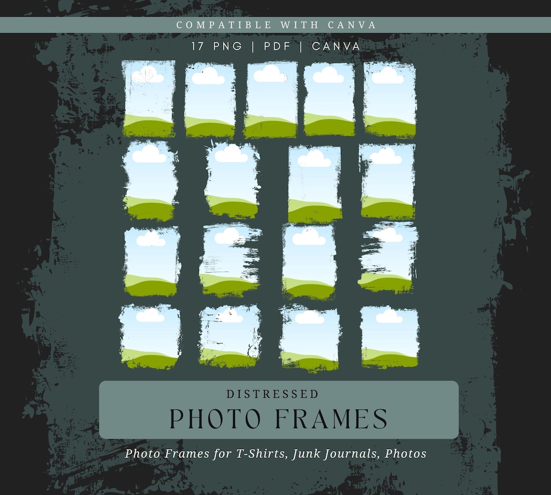 Canva Frame Template Distressed Grunge Photo Frame Template for Canva ...
