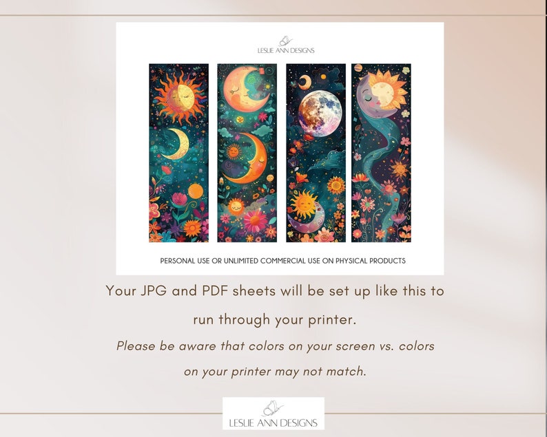 Cute Whimsical Celestial Printable Bookmarks, 15 Quirky, Cute Bookmark ...