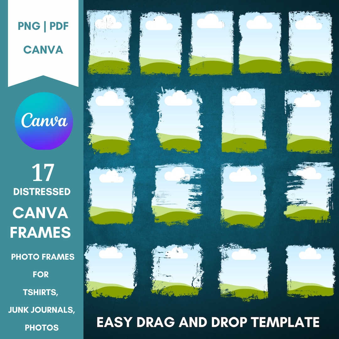 Distressed Canva Template Frame Grunge Photo Frame Template for Canva ...