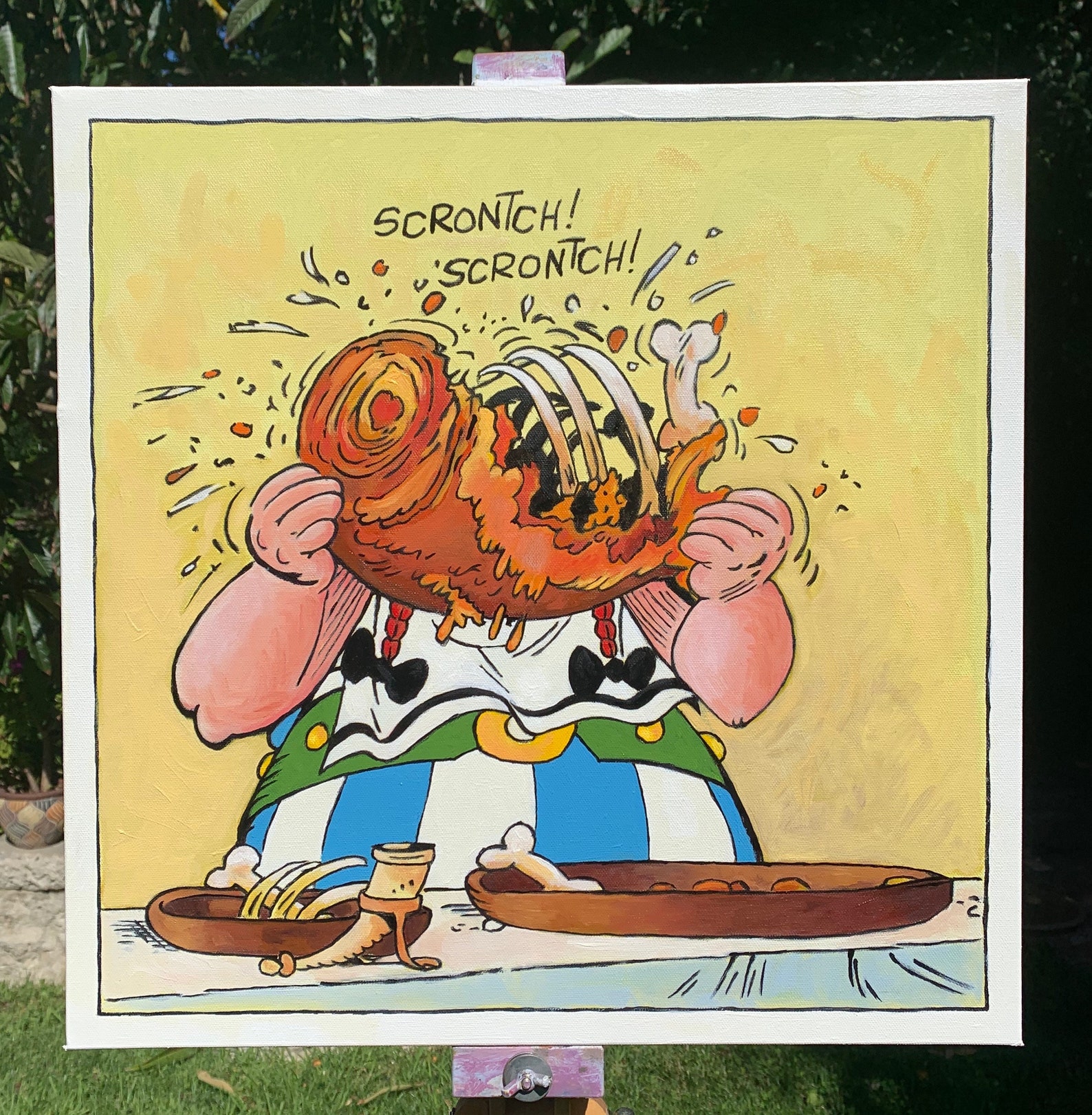 Obelix Eating a Boar Original Oil Painting - Etsy