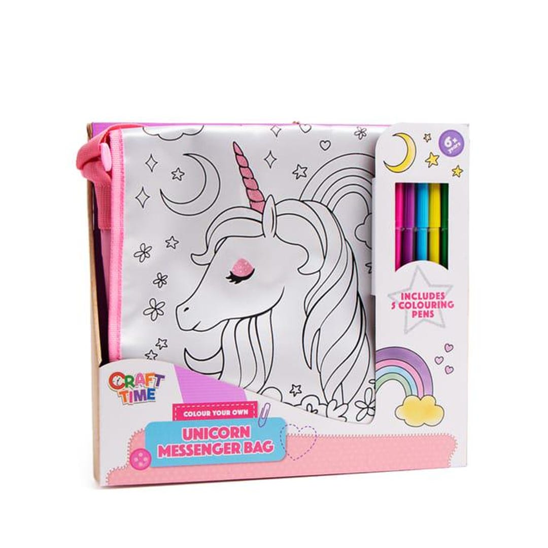 Colour Your Own Messenger Bag Includes 1x Bag, 5x Colouring Pens ...