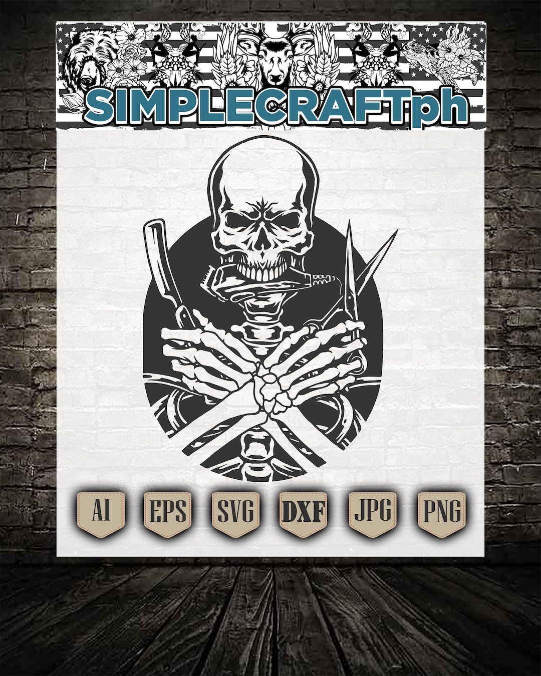 Skull Barber Svg || Barber Skull Svg || Barber Svg || Skeleton Barber ...