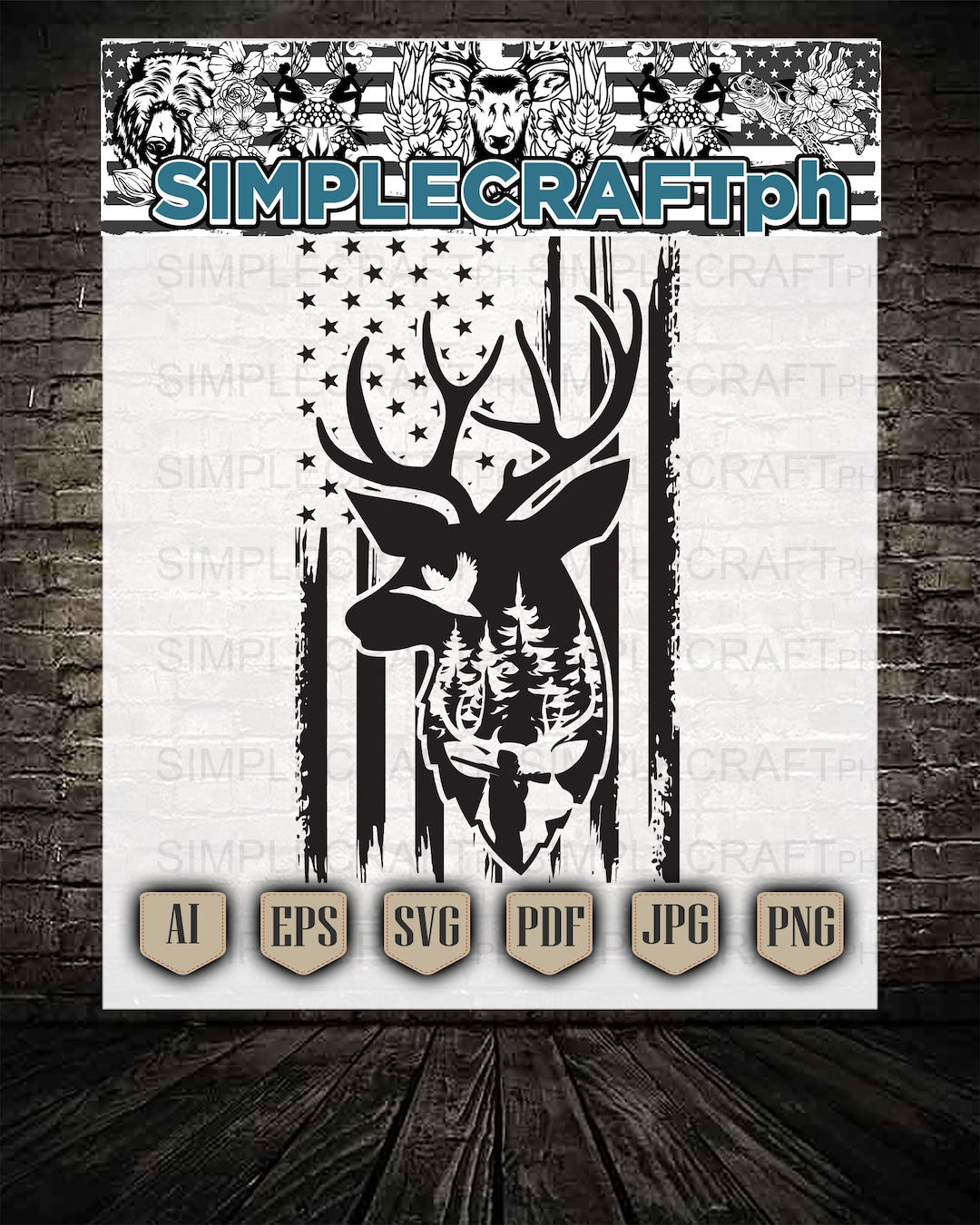 Hunter Flag Svg || Hunter Tshirt || Distress Flag Svg || Deer || Deer ...