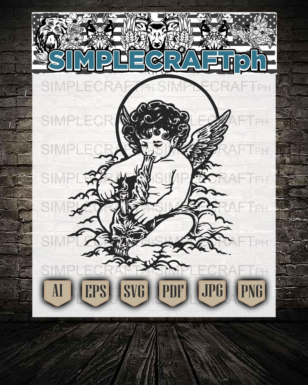 Angel Smoking Svg 420 Smoking Svg Cherubim Smoking Svg Cupid Clipart ...