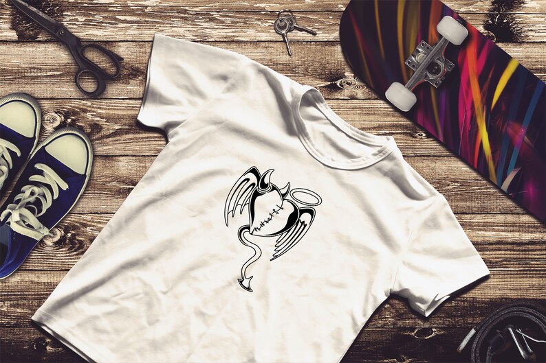 Angel and Demon Heart Svg Half Angel Half Demon Heart - Etsy