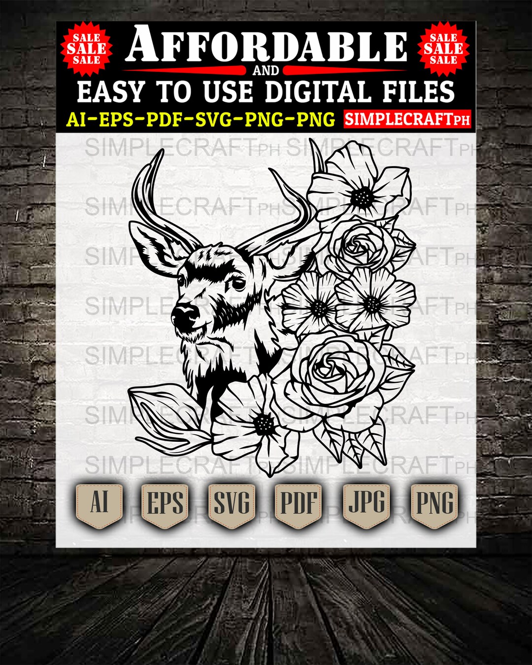 Deer Antler Avg Floral Deer Svg Deer Hunting Svg Wild Life Svg Deer ...