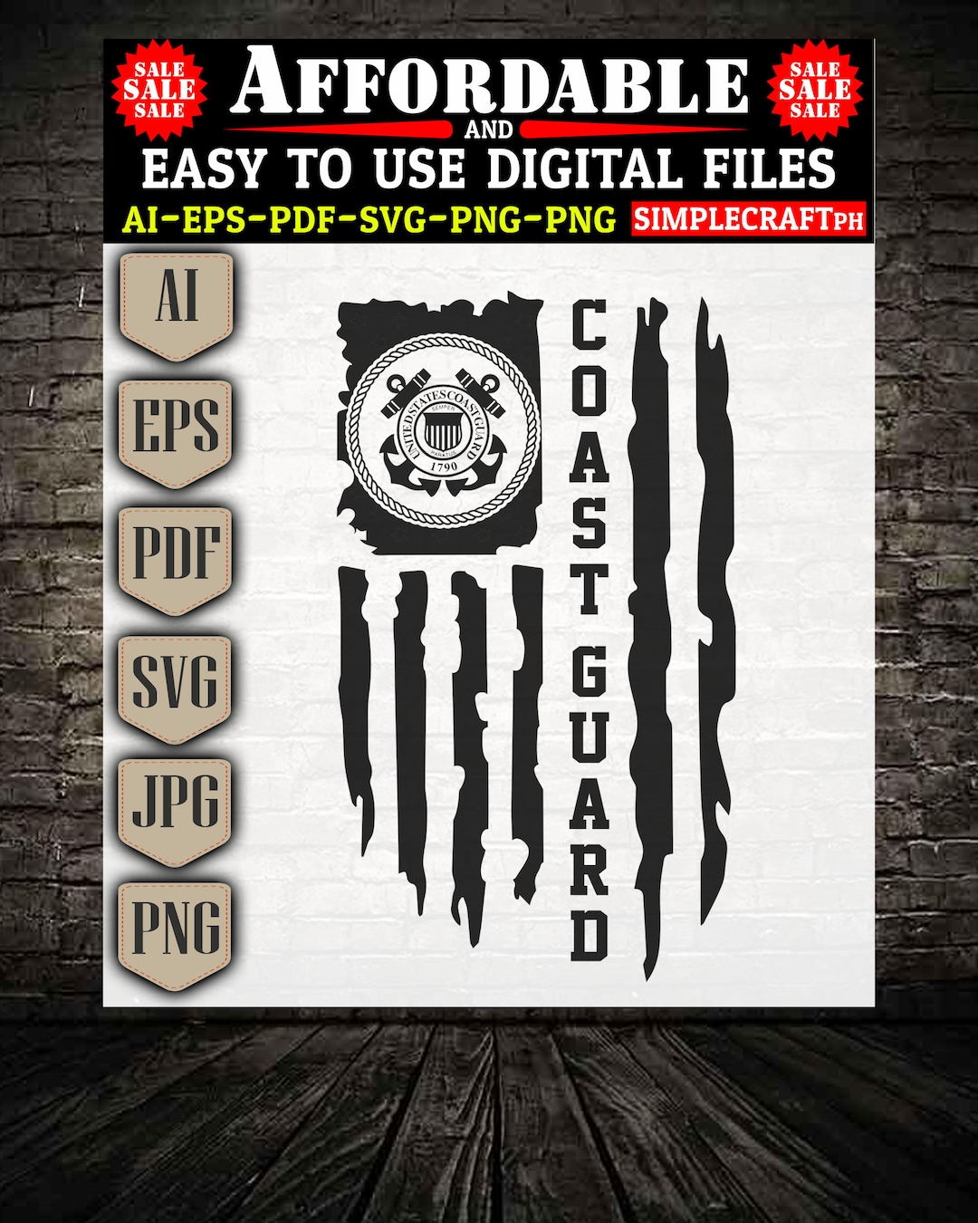 US Coast Guard Flag SVG | Military Vector Graphics (digital Files) - Etsy