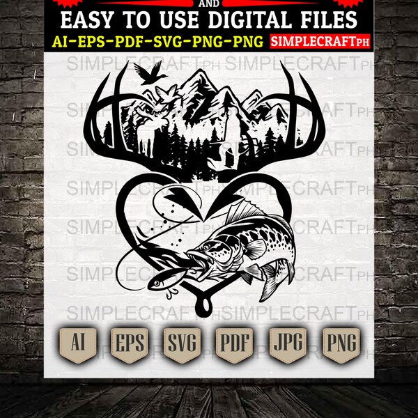 Hunting Fishing Svg - Etsy