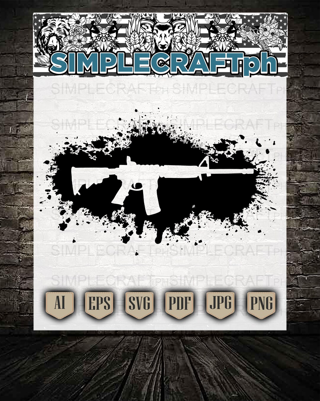 Splatter Svg Drip Gun Svg Dripping Armalite Gun Paint Splats Svg Rifle ...