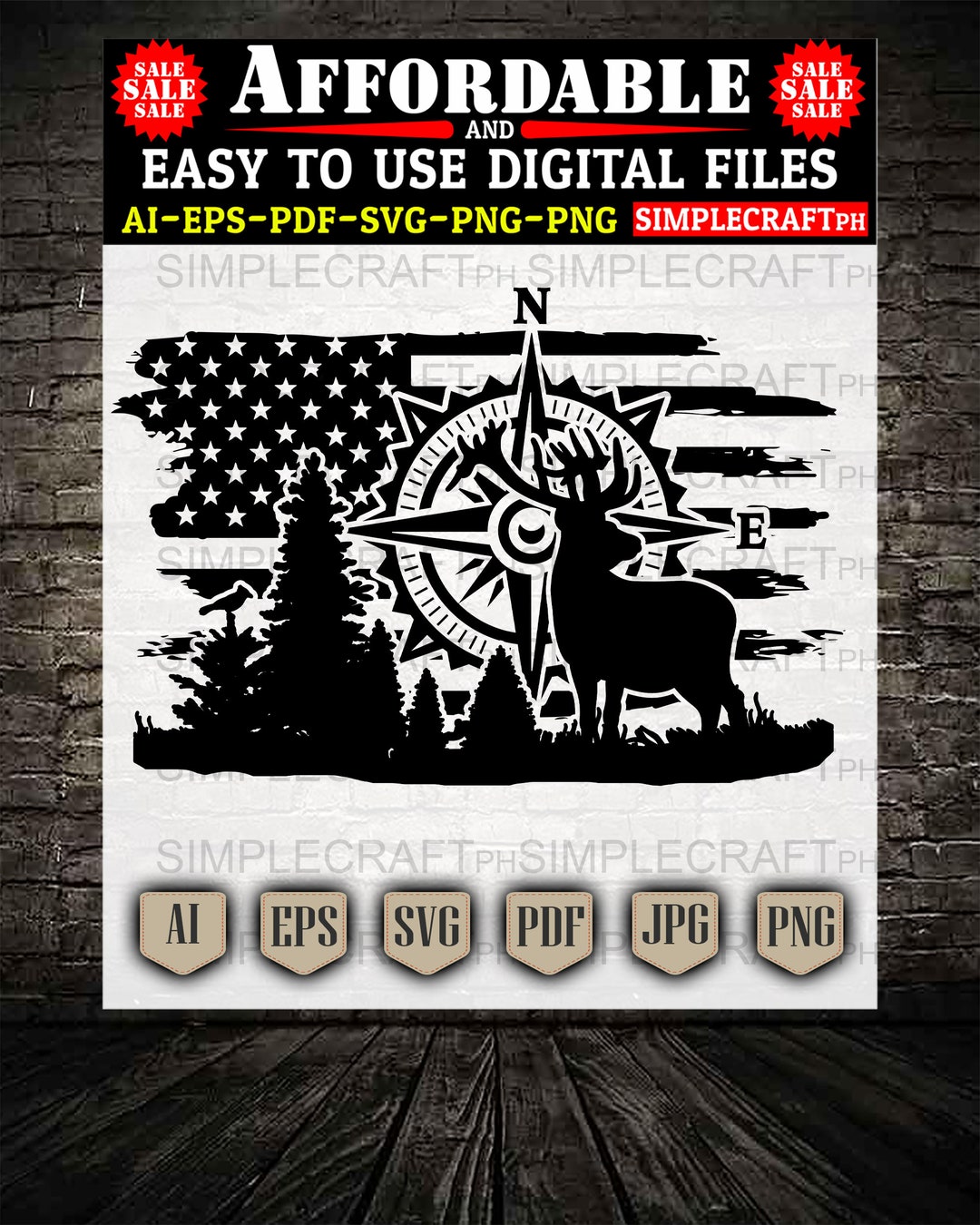 Deer and Compass Svg || Deer Hunting SVG || Duck Hunting Svg || Wild ...