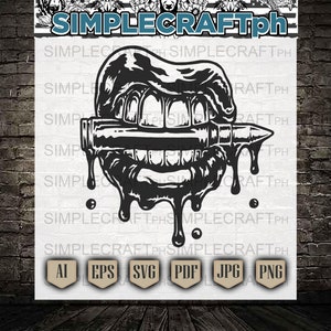 Dripping Lips Bitting Bullet Svg Dripping Bullet Lips Dripping Lips Svg ...