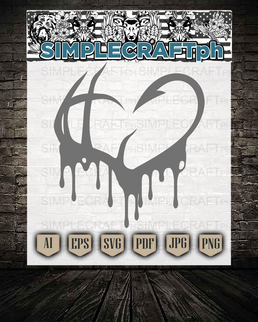 Dripping Antler Svg || Dripping Hook Svg || Deer Hunting Svg || Fishing ...