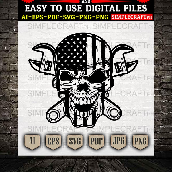 Skull and Wrenches Svg - Etsy