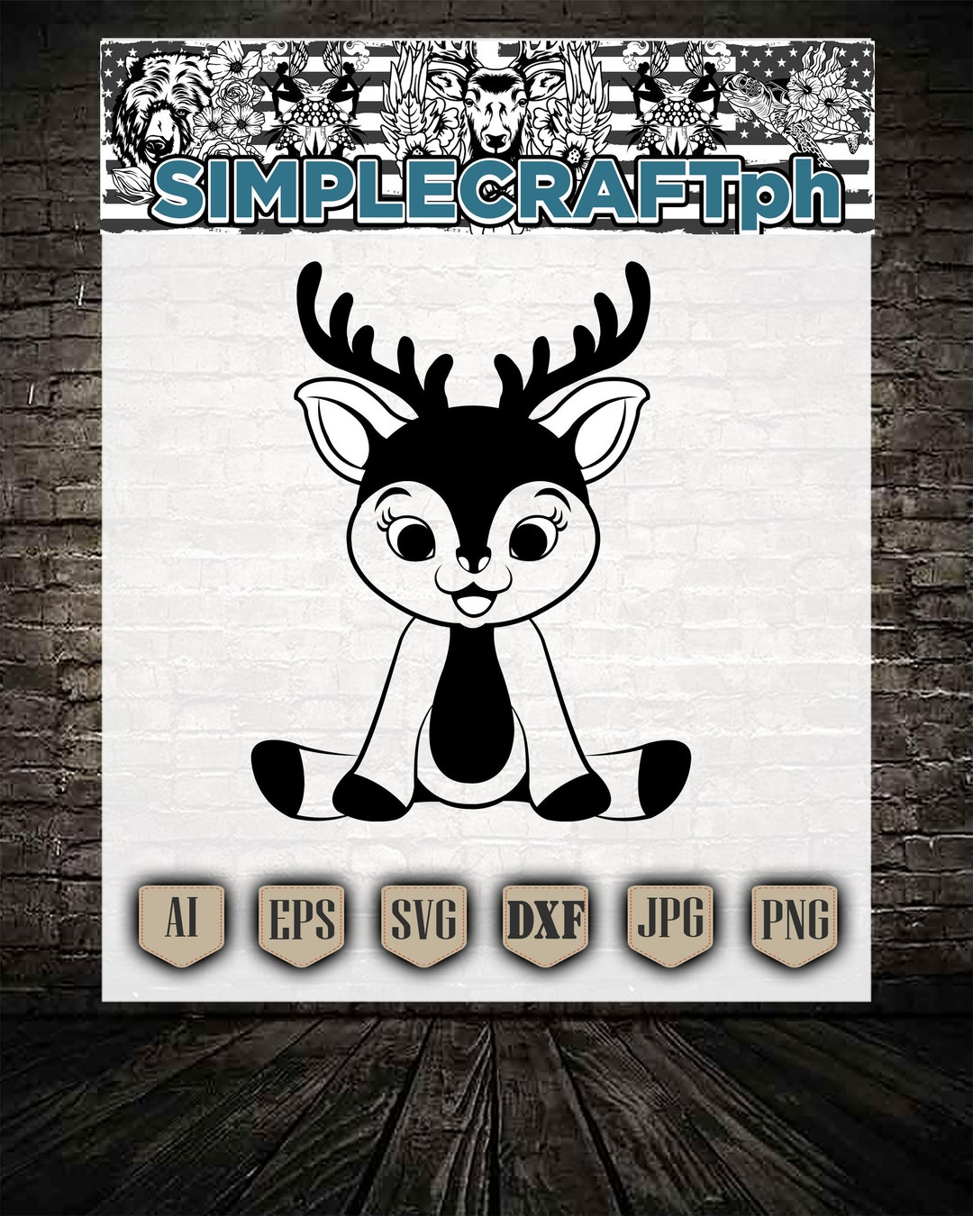 Deer Cartoon Svg || Svg for Cut File || Christmas Animal Cut File ...