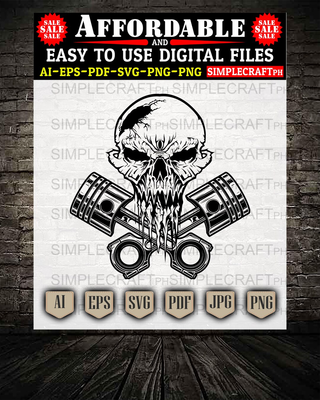Mechanic SVG || Skull SVG || Piston SVG || Wrench Svg || Mechanic Logo ...