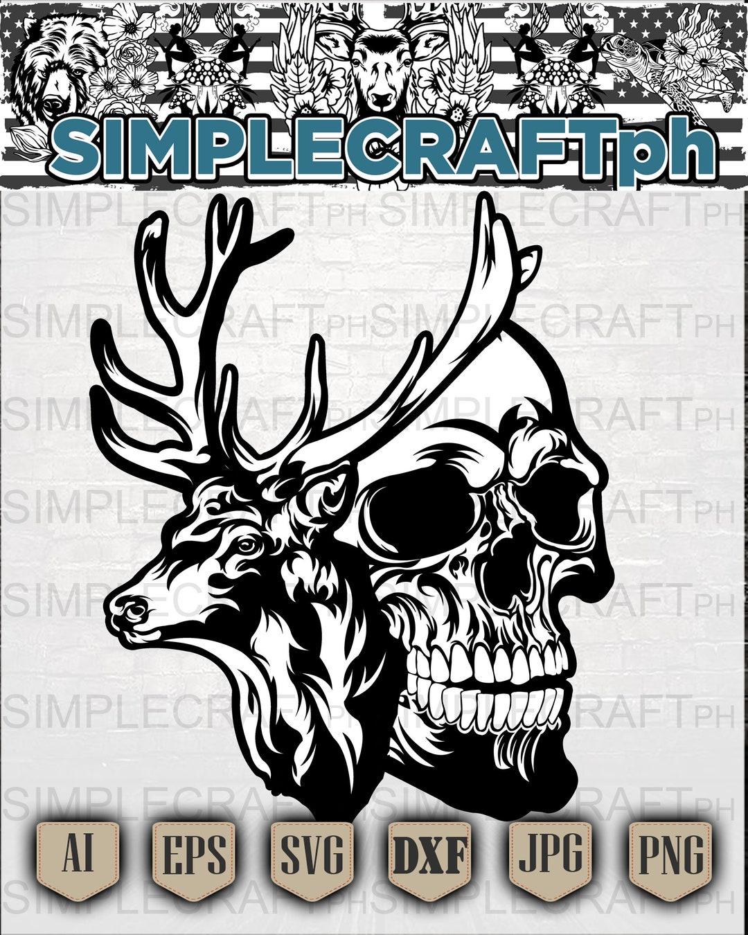 Deer and Skull Svg || Mule Deer Svg || Skull Svg || Hunting Tshirt ...