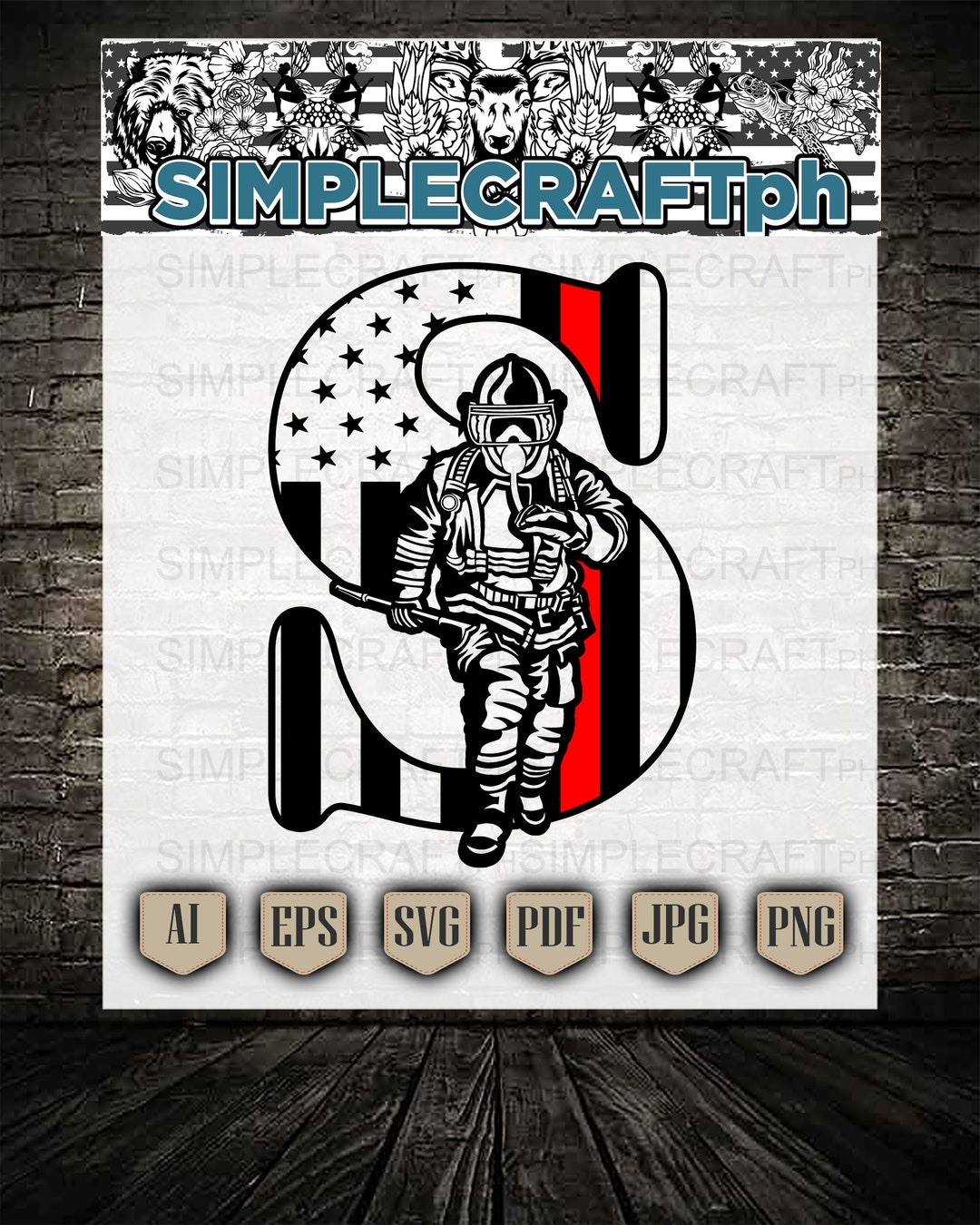 Firefighter Initial Svg || Thin Red Line Svg || Fire Department Svg ...