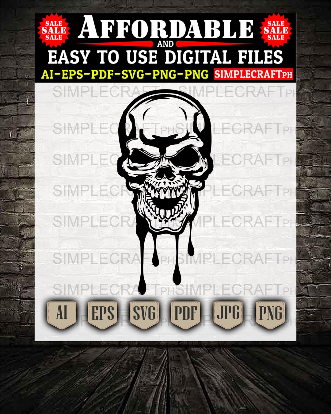 Dripping Skul Svg Skull Svg Badass Skull Svg Drip Skull Svg Skeleton ...