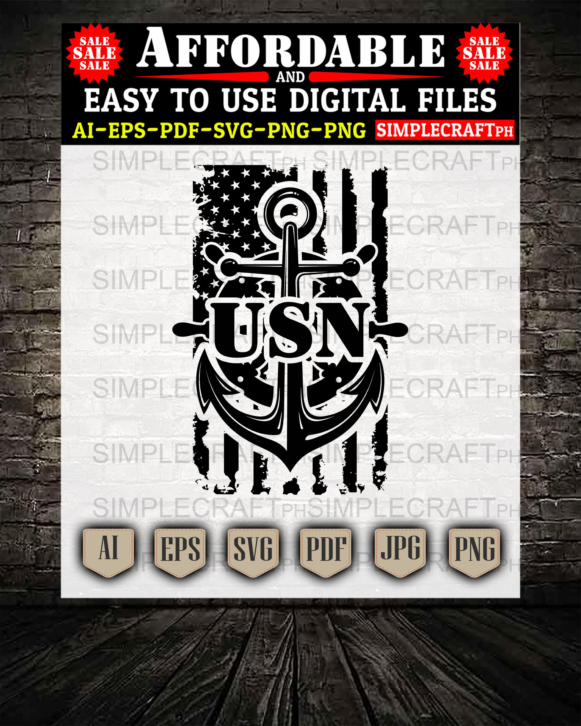 US Navy Anchor Distressed Flag SVG: USN Emblem (digital Files) - Etsy