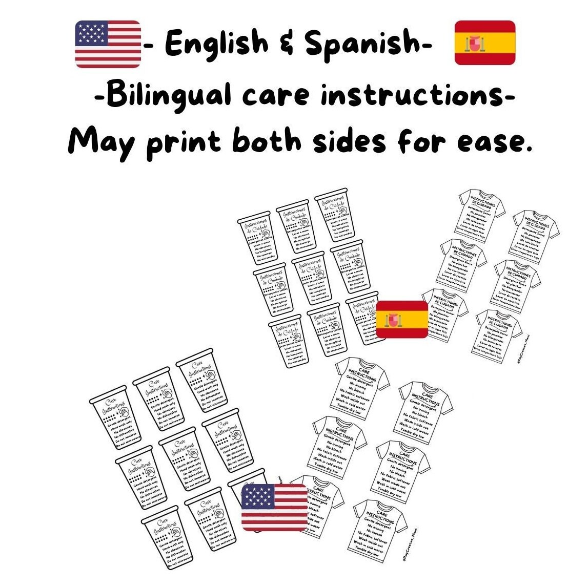Care Instructions bilingual DIGITAL DOWNLOAD - Etsy