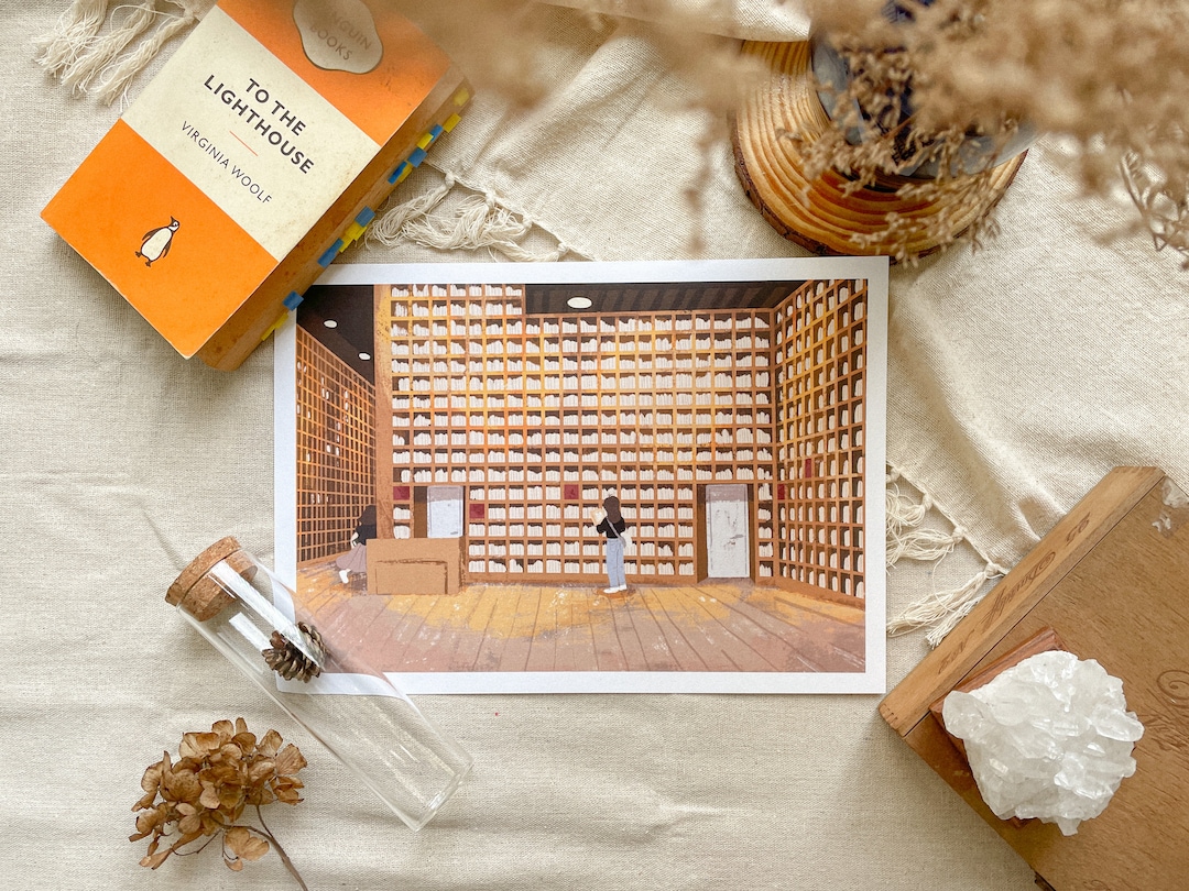 Forest of Wisdom Library Illustration (A4) - Etsy