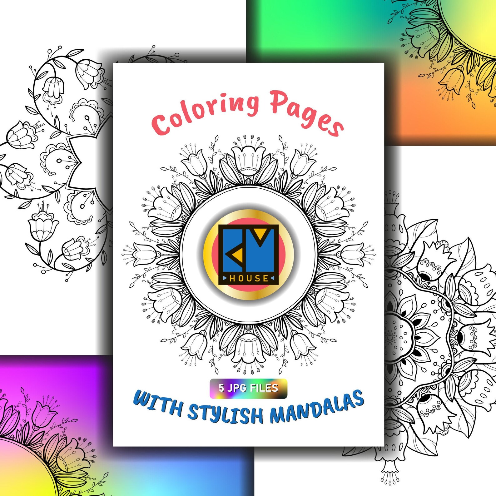 Digital Mandala Coloring Pages. Adults and Kids Coloring Page. Mandala ...
