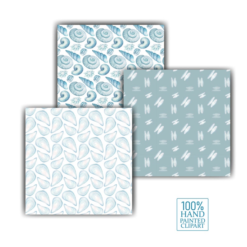 Digital Paper Pack seashells,seamless Pattern,blue,turquoise,fashion ...